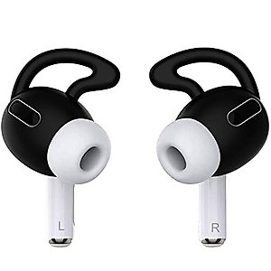 Rayker[Anti-Slip] Eartips Earhook Replacement for Airpods Pro, 6 Pairs Silicone Ear Loop Ear Gel Sport Eartips Anti-Lost Keep AirPods Pro in Ear, Design for Outdoors AirPods Pro Sport, 6 Pairs, Black
