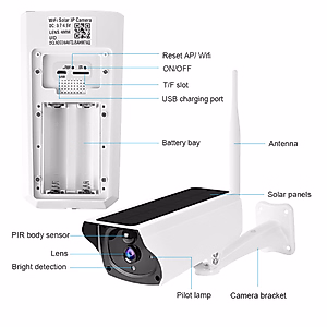 EKAT Security Camera Outdoor, Wireless Outdoor Cameras for Home Security, Solar Security Camera, 2.4Ghz WiFi, Motion Detection, Night Vision, IP66 Waterproof, Solar Charging