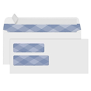 500 #10 Double Window Security Envelopes, PANDRI NO.10 Self-Seal Window Envelopes Designed for Invoices and QuickBooks, Business Statements & Documents - Number 10 Size 4 1/8 Inch X 9 1/2 Inch- 24 LB