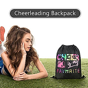 ReHeBaZi Cheer Drawstring Bag for Cheerleaders Draw String Backpack Gym Sports Sack Bag Cheerleading Gifts for Team Girls One sizes