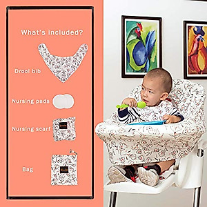 Lilmonki Nursing Scarf Multi-Use - Breathable Car Seat, Stroller, and Cart Cover for Babies - Colorful Tulip Print - Bandana Bib, Pouch & Nursing Pads Included