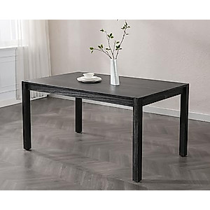 Kmax Dining Table Farmhouse Wood Kitchen Table Rectangular Table for Living Room,Dining Room,59”x35.5”x30” Inches,Black