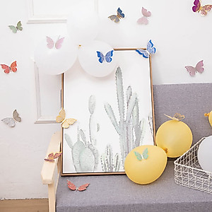 Tuosiwei 12PCS Butterfly Wall Decals - 3D Butterflies Decor for Wall Removable Mural Stickers Home Decoration Kids Room Bedroom Decor (White Silvery)