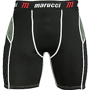 Marucci Mens Elite Shorts Sports, MASL-BK-AXL, Adult Padded Slider, Black, X-Large US