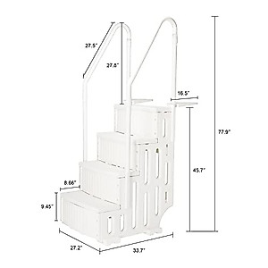 VINGLI Pool Ladder Heavy-Duty 4 Safety Step for Above Ground Pools Stair Entry System with Handrails, 33.5” x 27.2" x 77.9", 400lb, White