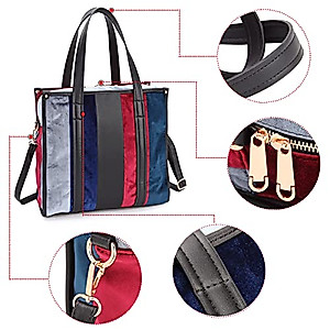 Dasein Velvet Large Tote for Women Satchel Purse Handbag Multi-Colored Shoulder Bag