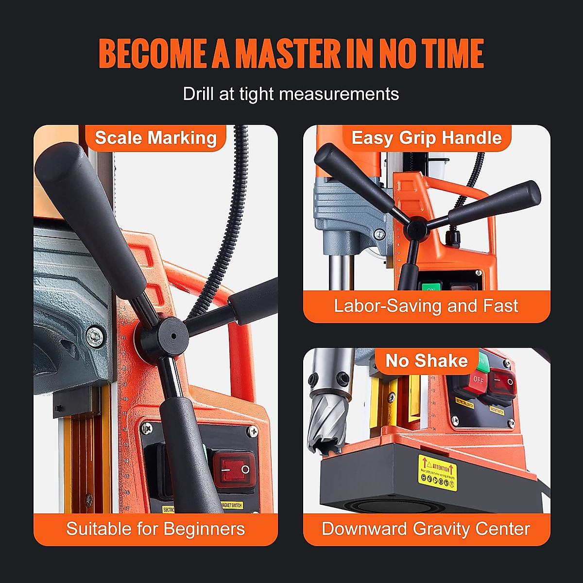 VEVOR Mag Drill Press, 1300W 1.57" Boring Diameter, 2922lbf Power Portable Magnetic Drill, 810 PRM, Electric Drilling Machine for Metal Surface, Industrial and Home Improvement