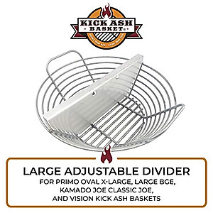 Kick Ash Basket Charcoal Barbecue Ash Basket, Large BBQ Divider for Large Big Green Egg, Classic Joe, Primo Oval X-Large, and Vision Kick Ash Grill Baskets - Designed in Wisconsin