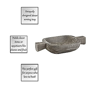 Santa Barbara Design Studio Table Sugar Hand Carved Paulownia Wood Serving Tray, 7" x 12.5", Charcoal Gray