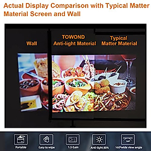 Projector Screen and Stand,Towond 100 inch Ambient Light Rejecting Projection Screen Fabric, Portable Projector Screen Outdoor Indoor 16:9 4K/8K HD Wrinkle-Free Foldable Movie Screen with Carry Bag