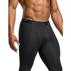 TSLA Men's Compression Pants, Cool Dry Athletic Workout Running Tights Leggings with Pocket/Non-Pocket, Hyper Control Pants Black, Medium