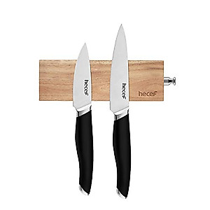 hecef 6 Inch (15 cm) Magnetic Knife Strip, Acacia Wood Knife Holder for Storing All Kinds of Metal Items, Brown