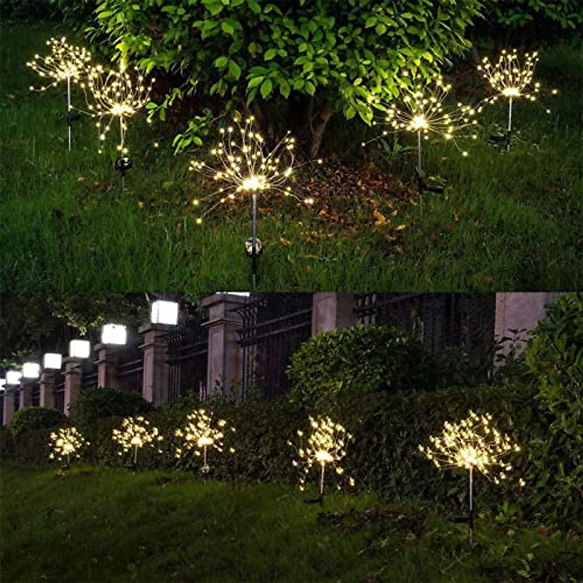 Onlyliua Solar Decoration Lights, Garden Pile Lights, 90 LED Sparklers String Lights for Yard P𝚊thw𝚊y Decorations Valentines Day Decor(Shape Can Be Changed Manually)