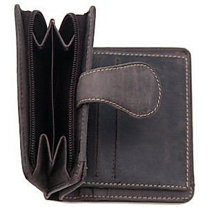 Visconti Hunter 715 Mens Bifold Wallet with Zippered Coin Purse in Oil Leather (Brown)