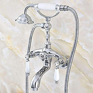 NZDY Faucet Polished Chrome Wall Mount Clawfoot Bathroom Tub Faucet Hand Shower Bathtub Mixer Tap Set