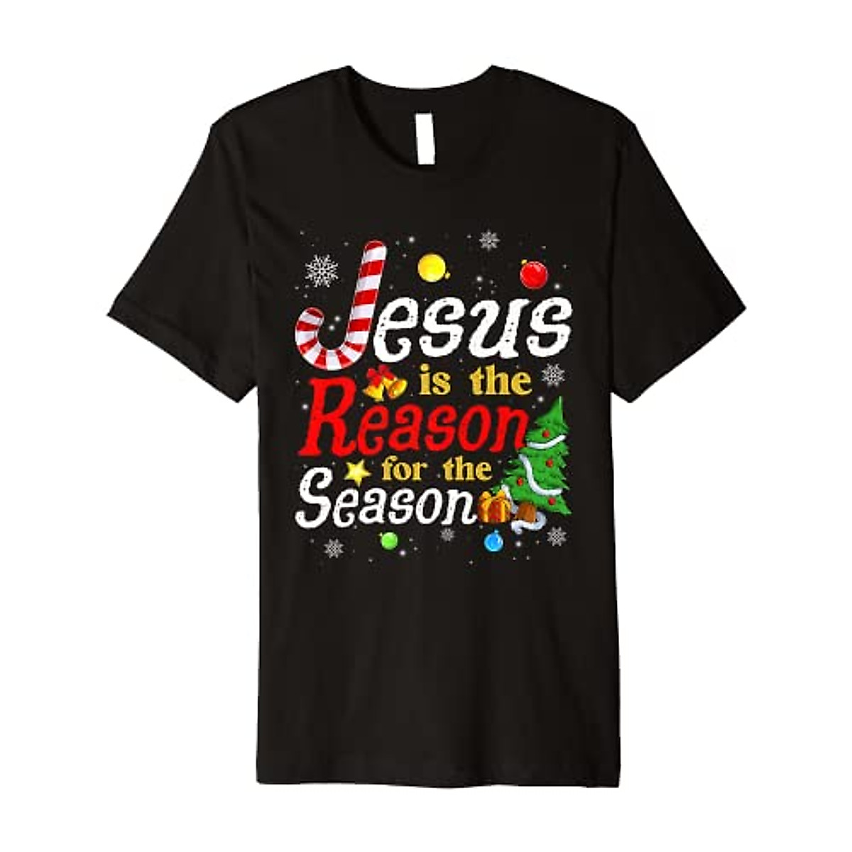 Jesus The Reason Christmas Stocking Stuffer Funny Xmas Premium T-Shirt