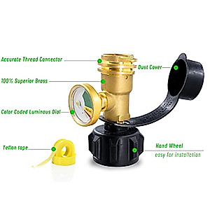 LONGADS Propane Tank Gauge Level Indicator for 5lb-40lb Propane Tank. Rv Propane Tank Gauge for Gas Grill, Heater, Fire Pit and More Appliances