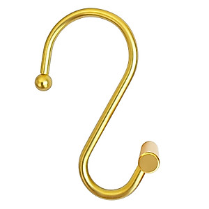 CHICTIE Gold Shower Curtain Hooks Rings, Decorative Shower Curtain Rings for Bathroom Shower Rod, Set of 12 Premium Rust-Resistant Metal Shower Hooks Hangers T Shaped Design