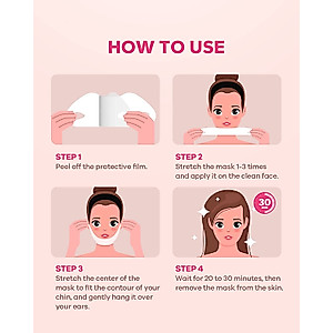 FairyFace V Line Lifting Mask, 5 Count Double Chin Reducer, Lifting Hydrogel Collagen Mask with Aloe Vera and Seaweed, Hydrating and Anti-aging, Creating a V-shaped Face Full of Vitality