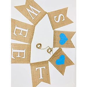 Shimmer Anna Shine Sweet Baby Boy Burlap Banner for Baby Shower Decorations and Gender Reveal Party (Blue)