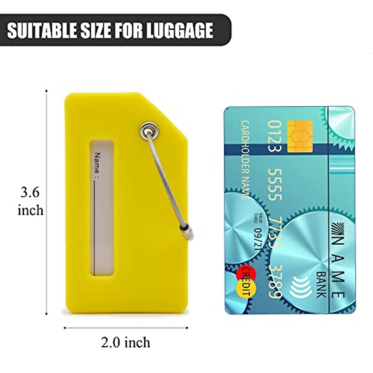 7 Pack Silicone Luggage Tag Baggage Handbag Travel Suitcase Tags with Name ID Card Perfect to Quickly Spot Luggage Suitcase (Yellow）