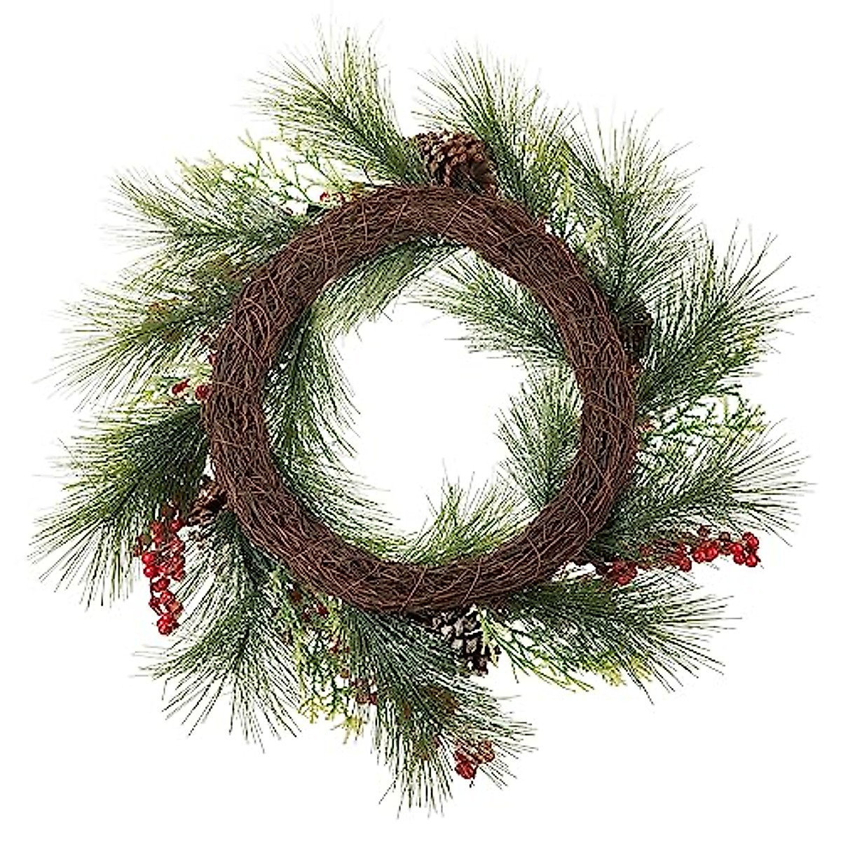 Glitzhome Christmas Artificial Wreath with Berry Pinecone for Front Door and Wall, 24" D