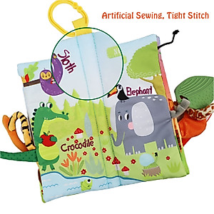 bebe mondo Jungle Baby Book Toys,Baby Books 0-6 Months,Touch and Feel Crinkle Cloth Books for Babies Infant Toys 0-3-6-12-18 Months,Interactive Infant Sensory Soft Toys,Shower Baby for Boys Girls