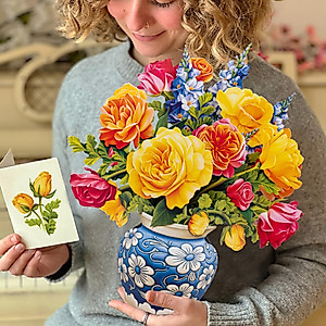 Freshcut Paper Pop Up Cards, Paper Flower Bouquet 3D Popup Greeting Cards with Note Card & Envelope, Birthday Card, Anniversary Card, Get Well Gifts for Women, 12" Sorbet Roses