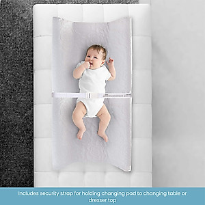 LA Baby Contoured Waterproof Diaper Changing Pad, 30" with Easy to Clean Quilted Cover - Made in USA. Non-Skid Bottom, Safety Strap, Fits All Standard Changing Tables/Dresser Tops, White