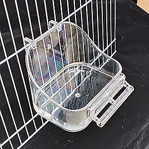 YJJKJ Pet Bird Bath Box, Bird Caged Parrot Bathing Tub, Bird Cage Accessory Bathing Tub Bath for Small Brids Parakeet Canary Budgerigar Lovebirds (Random Color)