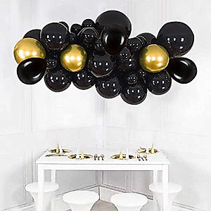 100PCS Black Balloons, 12 Inches Latex Party Balloons Matte Black Balloons, Black Balloon Garland for Birthday Party Decorations, Wedding, Graduation, Baby Shower, New Year Decor
