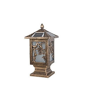 MHCZBGY Waterproof Metal Column lamp Solar Patio Column Light Home Outdoor Pillar Light Outdoor Garden Villa Pillar Lights European Style Column Light