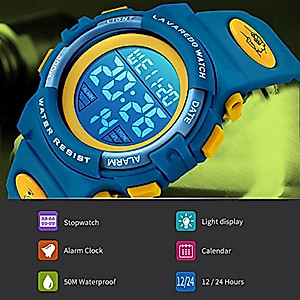 Kids Watch,Boys Watch for 3-15 Year Old Boys,Digital Sport Outdoor Multifunctional Chronograph LED 50 M Waterproof Alarm Calendar Analog Watch for Children with Silicone Band,Kids Gift