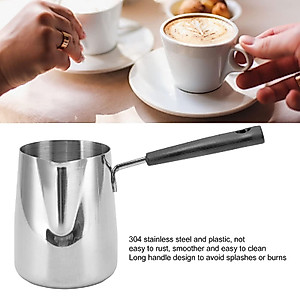 Turkish Coffee Pot, 600ml/20oz Stainless Steel Coffee Warmer Pot Butter Warmer Milk Warmer Pot Turkish Tea Pot Espresso Coffee Decanter Mini Saucepan with Spout Milk Pot