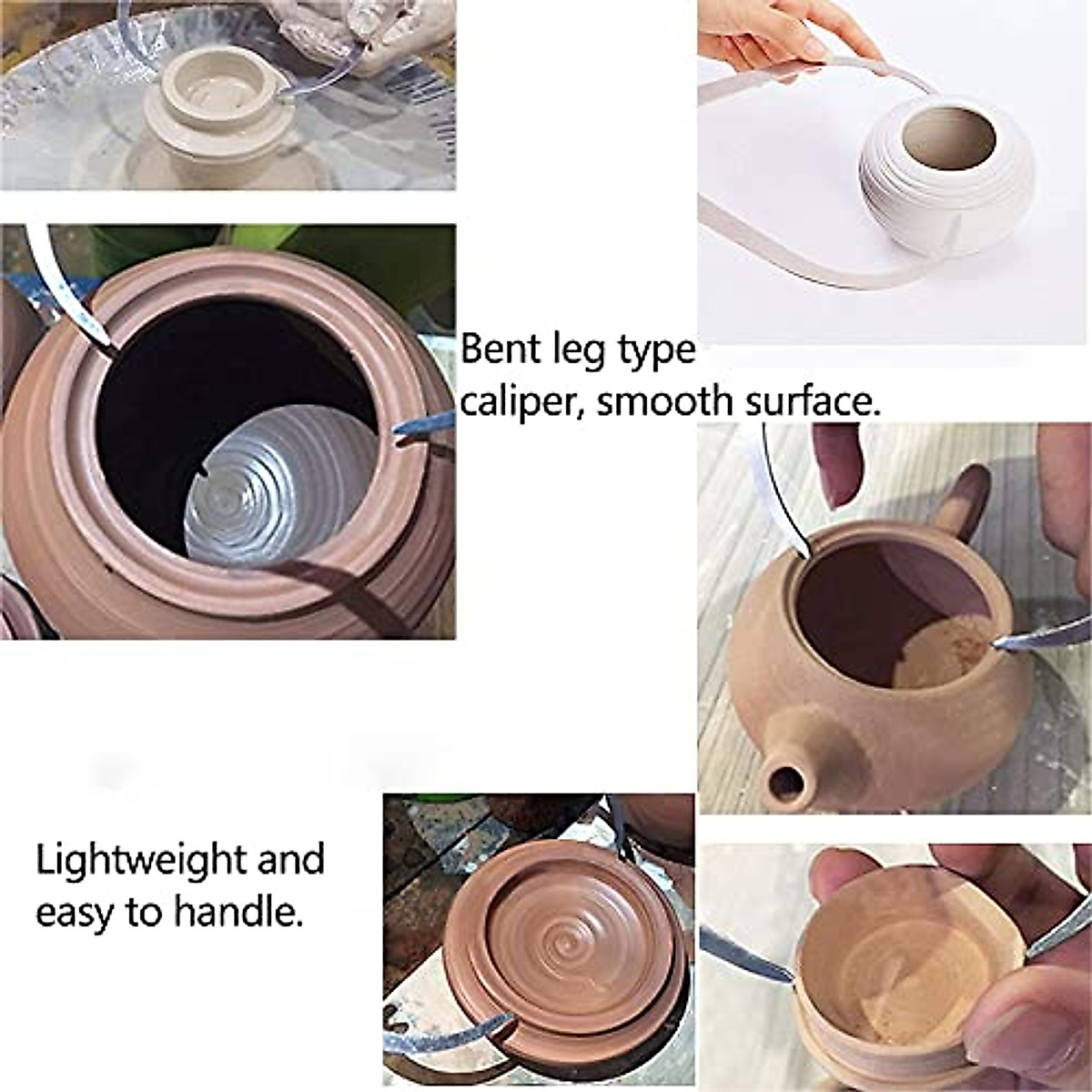 Watris Veiyi 10inch Clay Caliper Tool, Stainless Steel Caliper Clay, Measuring Pottery Tool, Bent Leg Stainless Steel Caliper, Inside Outside Caliper, Sculpture Ceramic Tool for Carving Modeling