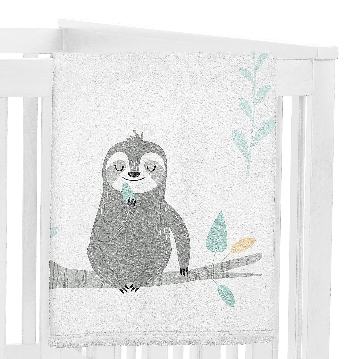 Sweet Jojo Designs Blue Jungle Sloth Boy Girl Milestone Blanket Monthly Newborn First Year Growth Mat Baby Shower Memory Keepsake Gift Picture - Aqua Turquoise Grey Green Tropical Botanical Rainforest