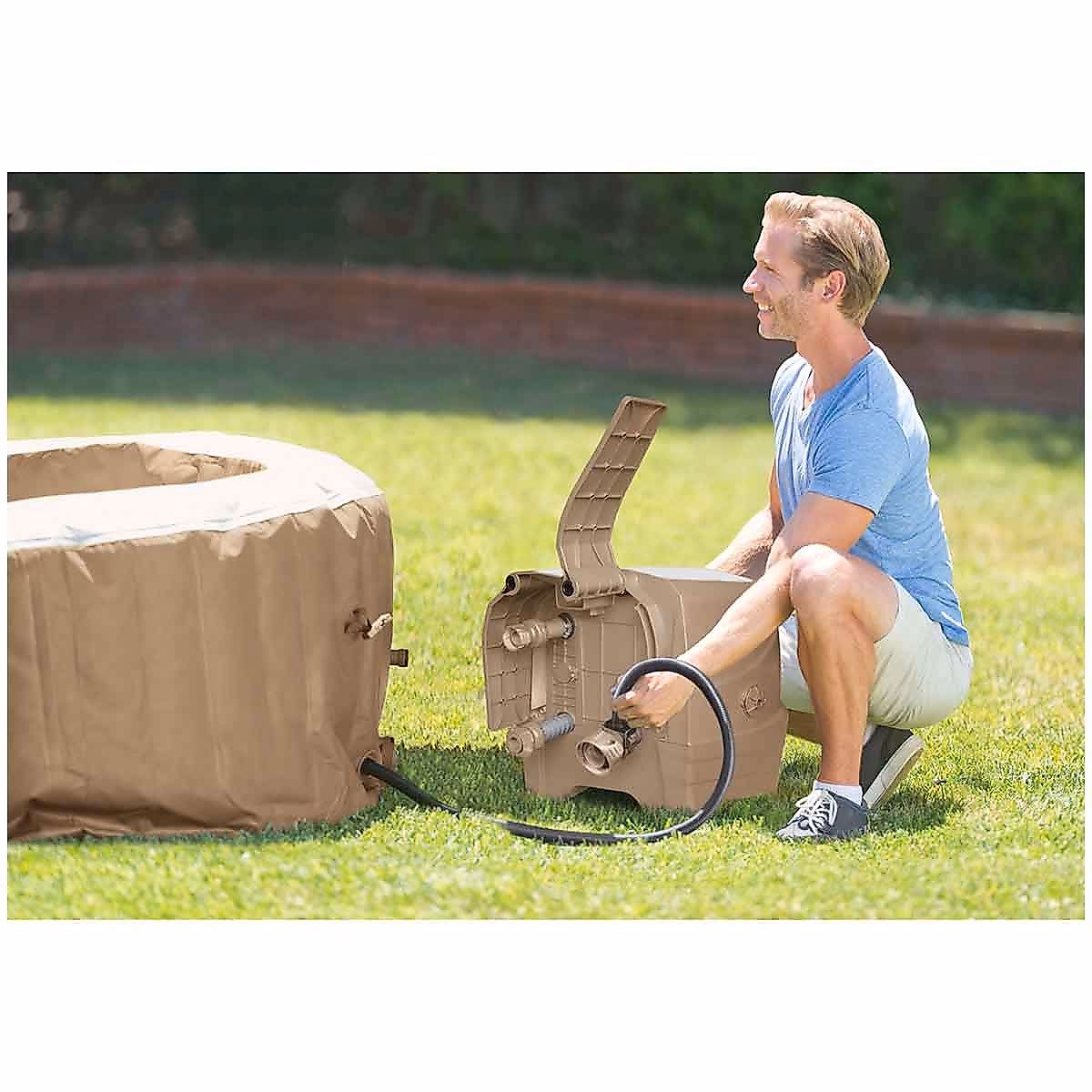 INTEX 28425E PureSpa Bubble Massage, Inflatable Spa Set, Tan, 4-Person