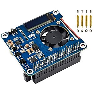 Power Over Ethernet HAT (B) for Raspberry Pi 3 Model B+ / Raspberry Pi 4 Model B, PoE HAT Board with 0.91" OLED and Cooling Fan, Support 802.3af PoE Network Power-Sourcing Equipment Required