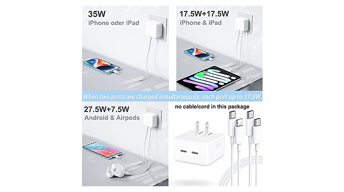 iPhone 35W Dual USB-C Power Adapter - Fast Charging