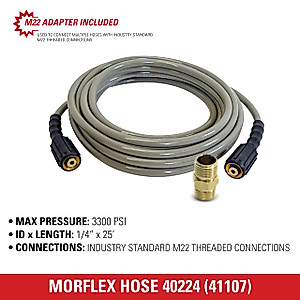 Simpson Cleaning 40224 Morflex Series 3300 PSI Pressure Washer Hose, Cold Water Use, Inner Diameter, Natural, 25-Feet (1/4 Inch)