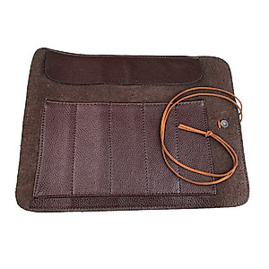 Hemoton 2 Pcs Leather Chef Knife Roll Bag Foldable Knife Culinary Bag Kitchen Knives Holder Organiser Utensils Wrap Bag Makeup Brush Roll Pouch Travel Tool Storage Container