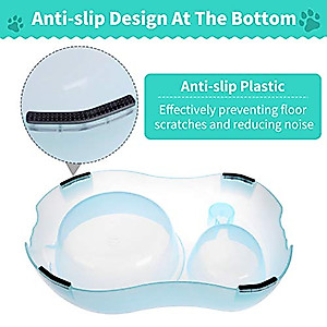 BINGPET Automatic Feeder Slow Food and Refill Water Bowl for Cat & Dog, Removable Automatic Water Dispenser and Slow Food Bowl, Non-Slip Pet Feeder Water Bowls for Cats and Puppies