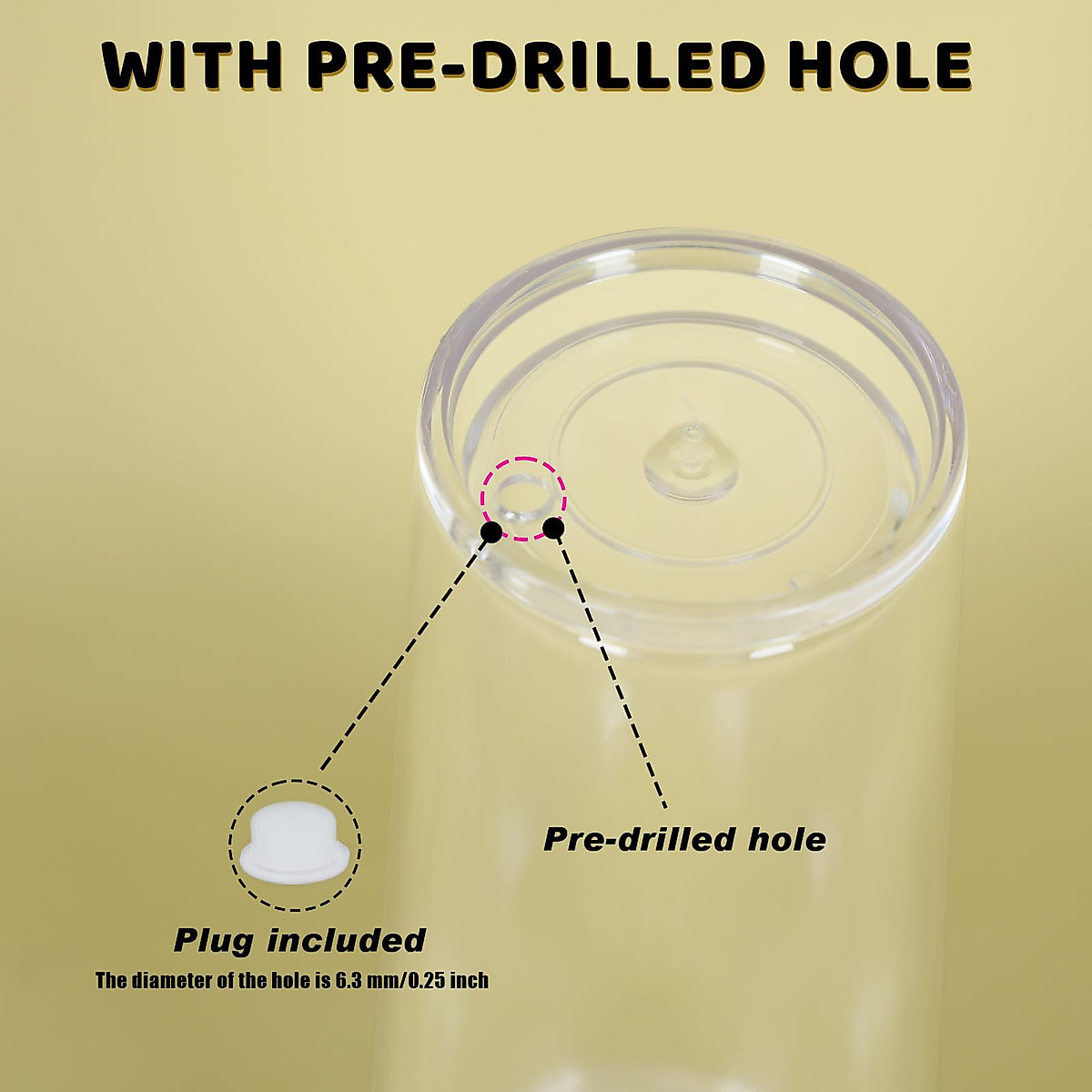 Maucircol 24 Oz Acrylic Snowglobe Tumbler, 6 Pack Pre-Drilled Double Wall Acrylic Clear Cup For Glitter Snow Globe Diy, Double Wall Snowglobe Cup