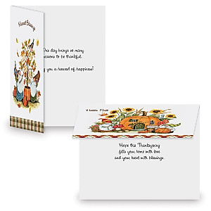 Current - Grateful Gnomes Thanksgiving Cards, Susan Winget, Themed Holiday Card Variety Value Pack, Set of 8 Large 5 x 7-Inch Cards, Assortment of 4 Unique Designs, Envelopes Included