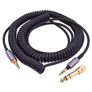 WH-1000xm4 Replacement Headphones Cable, Coiled Aux Cord Compatible with Sony WH-1000xm5, WH-1000xm4, WH-1000xm3, WH-1000xm2, WH-ch510, WH-ch700n, WH-ch710n and more, with 6.35mm Adapter (Max 14Ft)