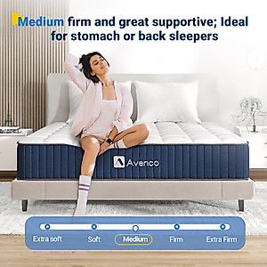 Avenco King Size Mattress. 12 Inch Hybrid King Mattress in a Box with Latex Memory Foam, Medium Firm King Bed Mattresses CertiPUR-US Certified, Motion Isolation