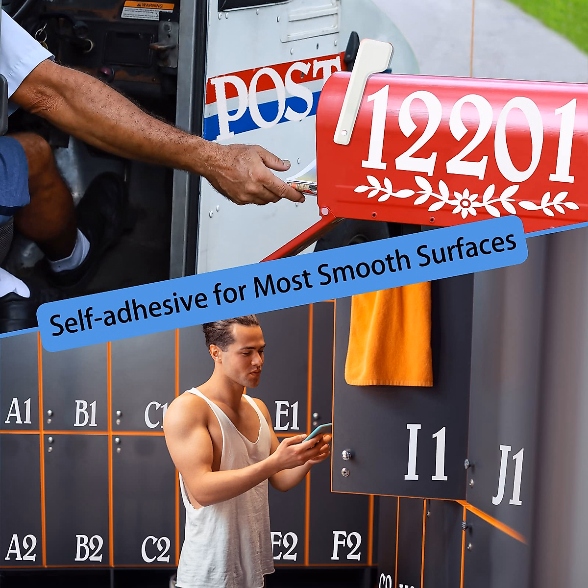 4" 132 Pieces Reflective Mailbox Numbers Letters Stickers for Outside,Self Adhesive Numbers Letters for Mailbox,White Waterproof Vinyl Numbers Letters Decal for Address Door House Cars Trash Bin Home