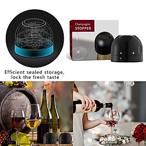 FMLBRDS Champagne Stopper Wine Bottle Stopper plug Reusable Plastic Leak Proof Seal Champagne Saver for Champagne,Cava,Prosecco&Sparkling Wine 2 Pack Black