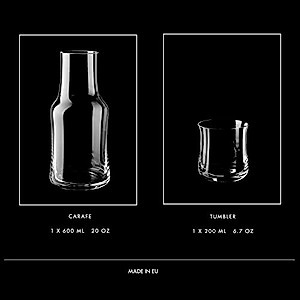 Krosno Water Drinking Night Set| Set of 2 Pieces | 20.3 and 6.8 oz | Splendour Collection | Ideal for Home, Restaurant, Events & Parties | Dishwasher Safe