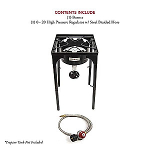 Gas One B-3600H Propane 200,000-BTU Single Outdoor Brewing Burner with Adjustable Height 0-20PSI High Pressure